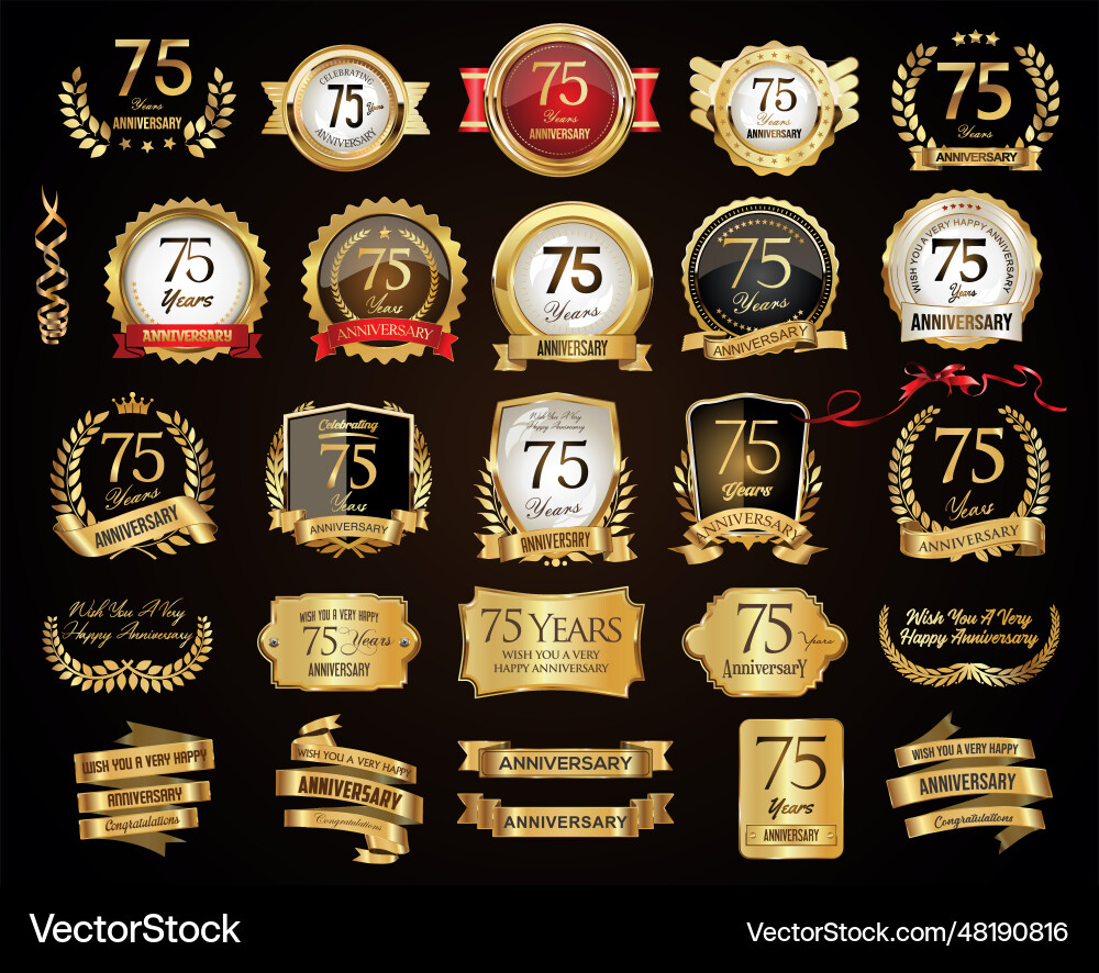75 years retro vintage badges and labels Vector Image