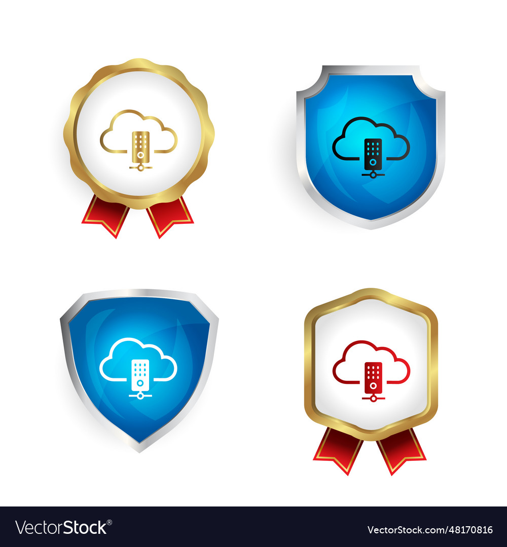 Abstract cloud server badge and label collection Vector Image