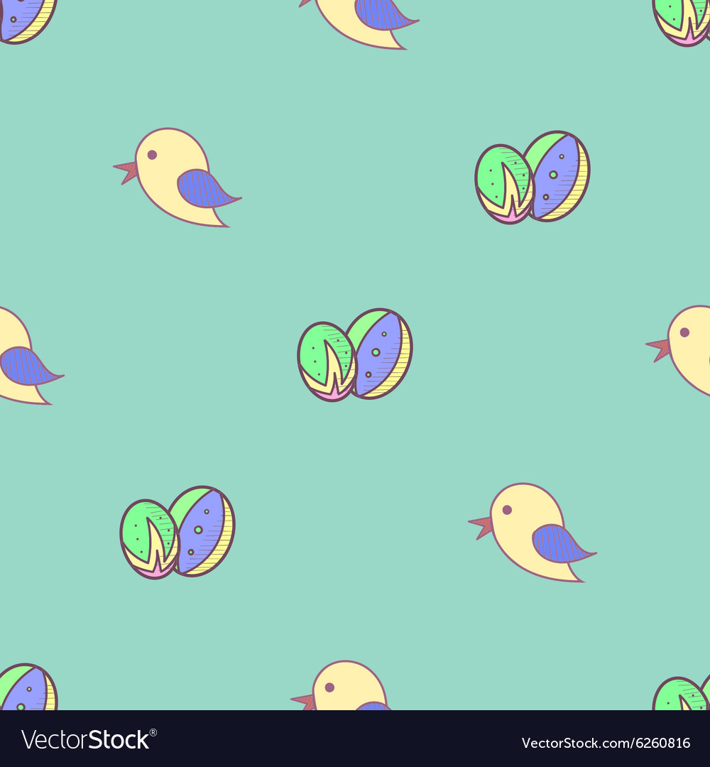 Bird easter eggs seamless background Royalty Free Vector