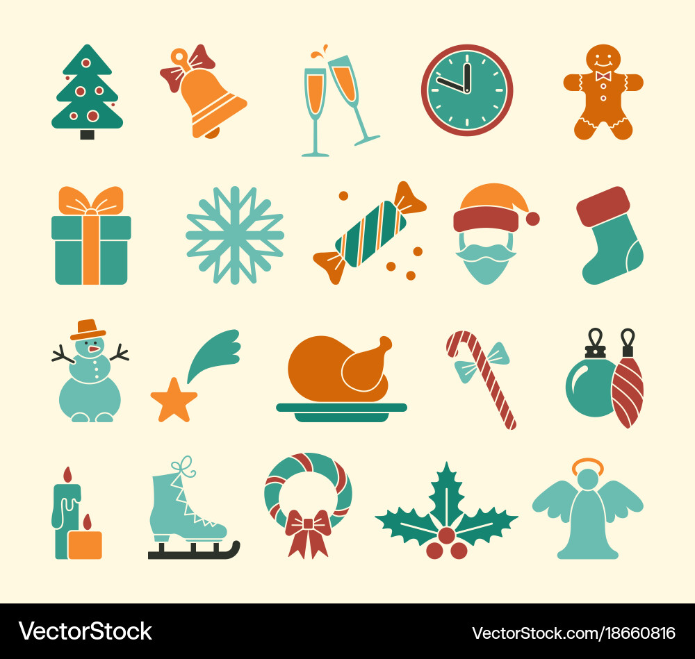Christmas icons icons Royalty Free Vector Image