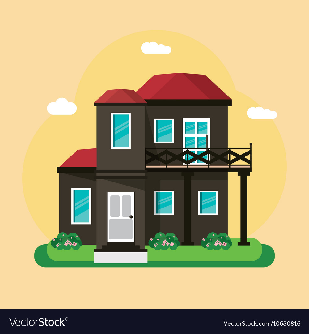Colorful home building design Royalty Free Vector Image