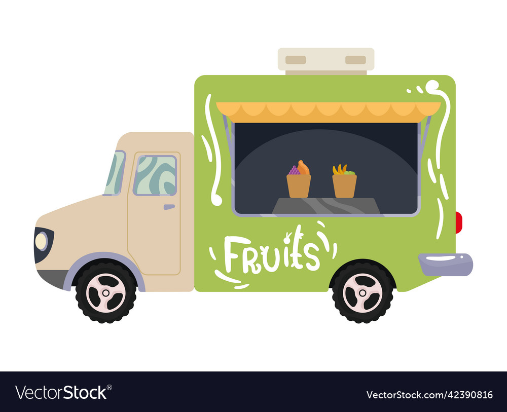 Fruits healthy food truck Royalty Free Vector Image