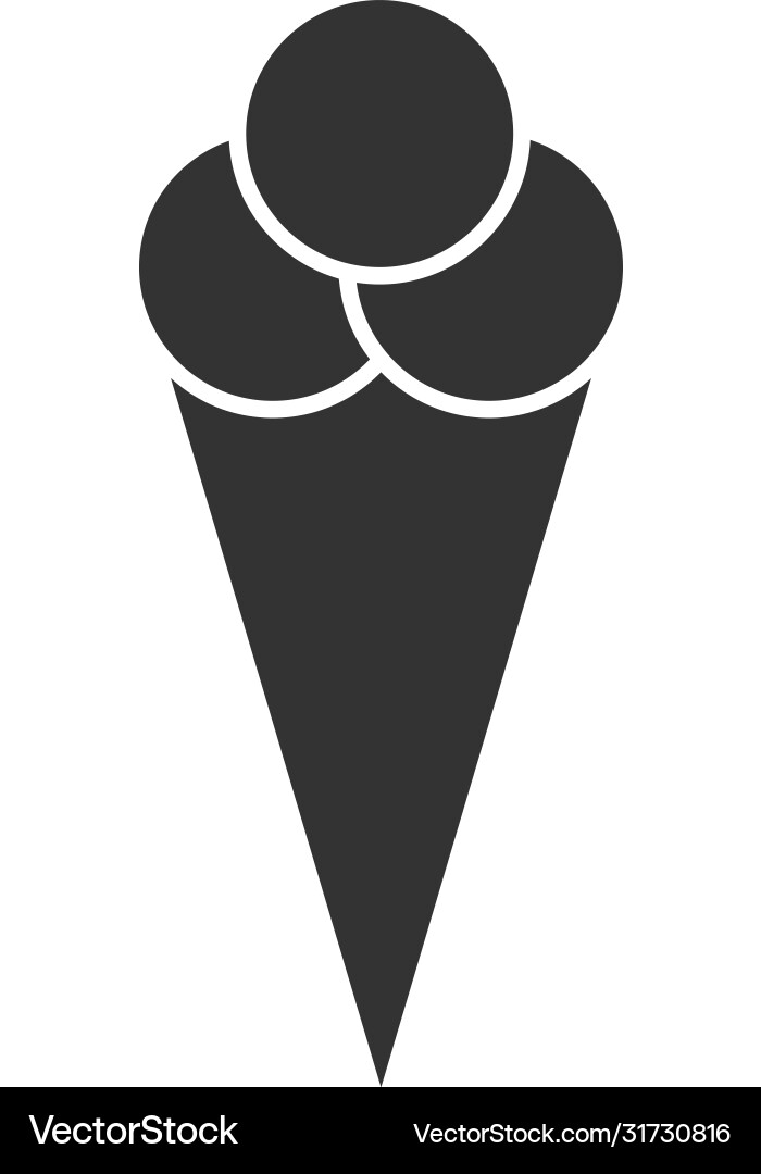 Ice cream balls in waffle cone icon flat Vector Image