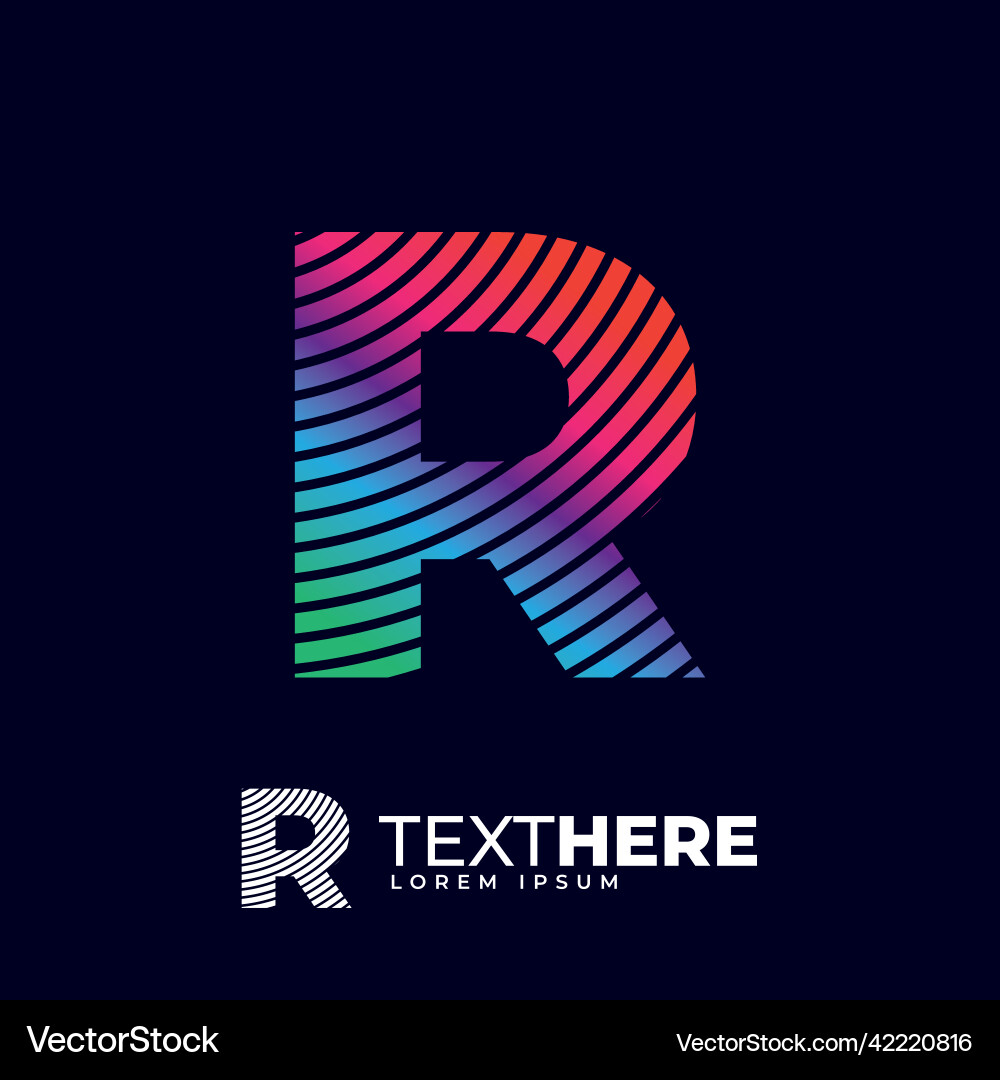 Initial r letter colorful modern digital alphabet Vector Image