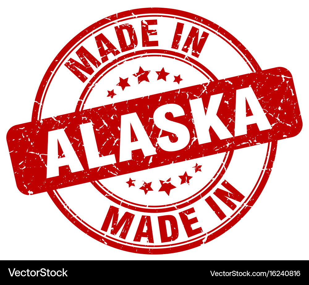 Made in alaska red grunge round stamp Royalty Free Vector