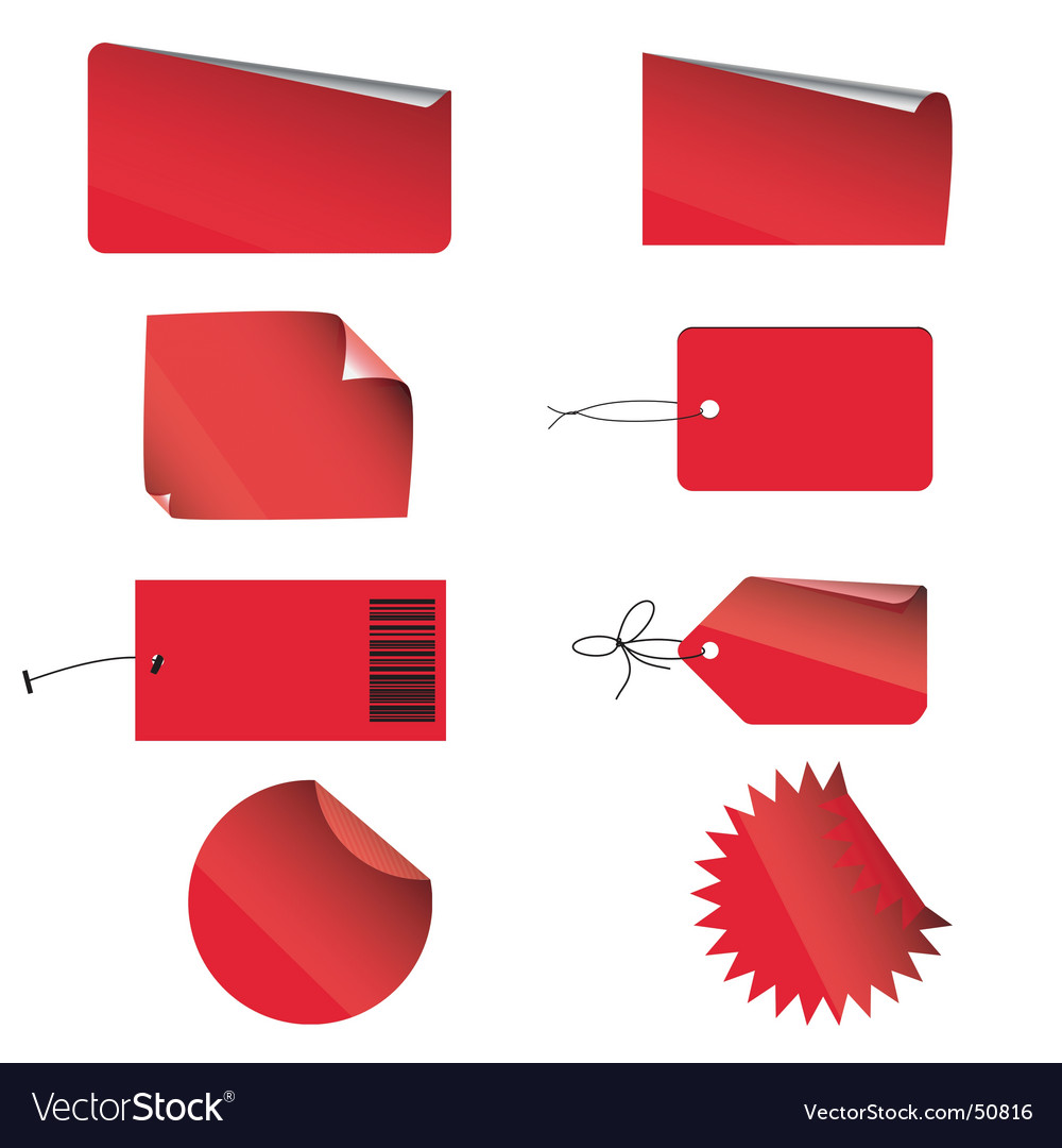 Red labels Royalty Free Vector Image - VectorStock