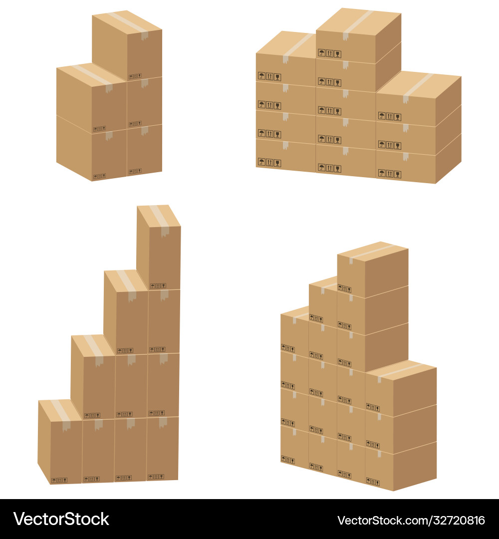 Set cardboard box mockups different size Vector Image