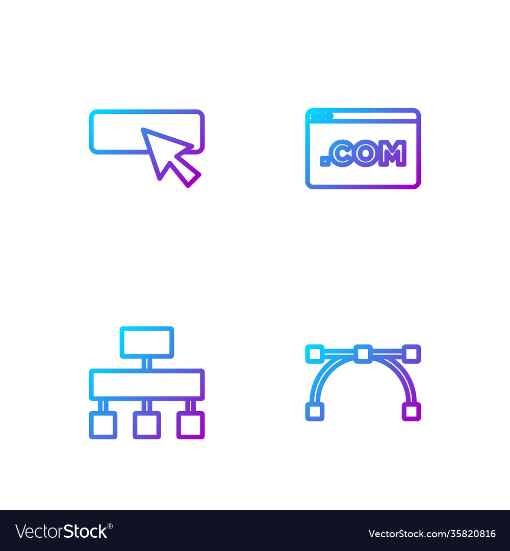 Set line bezier curve site map ui or ux design Vector Image