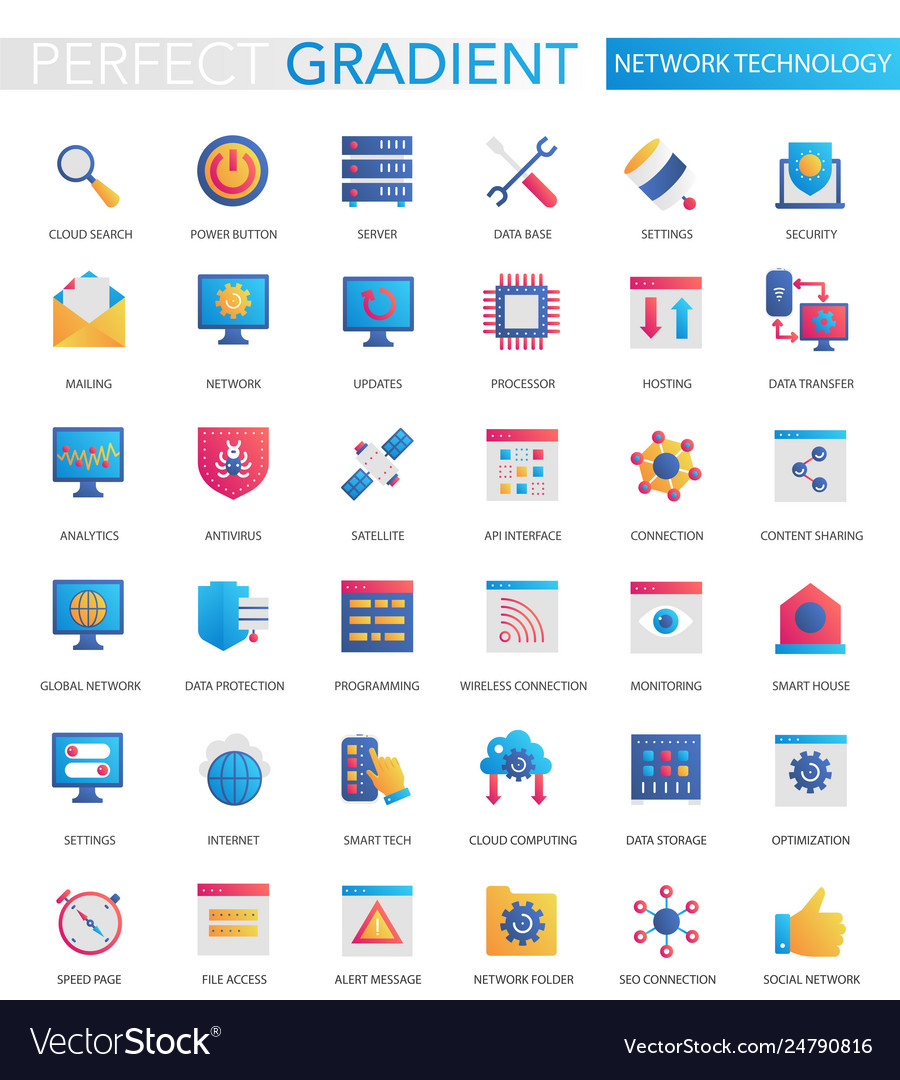 Set trendy flat gradient modern network Royalty Free Vector