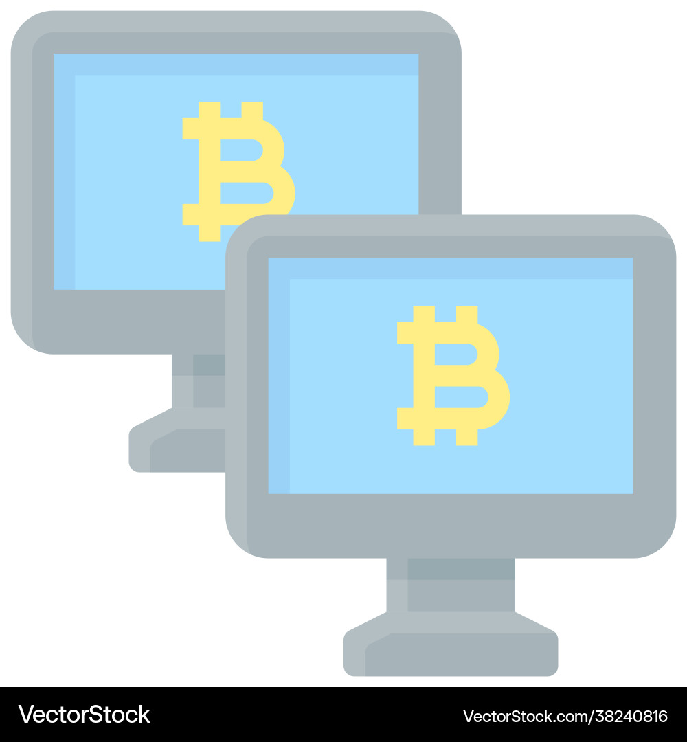 Two monitor icon cryptocurrency related Royalty Free Vector
