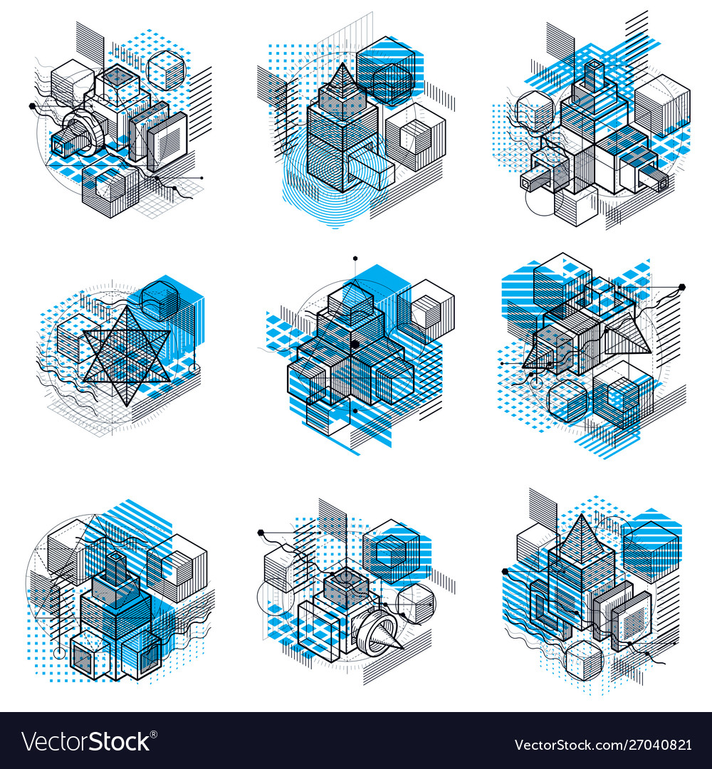Abstract backgrounds with isometric lines Vector Image