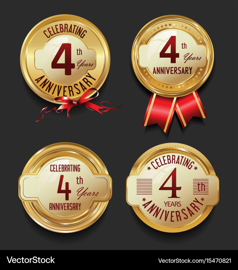 Anniversary retro golden labels collection 4 years