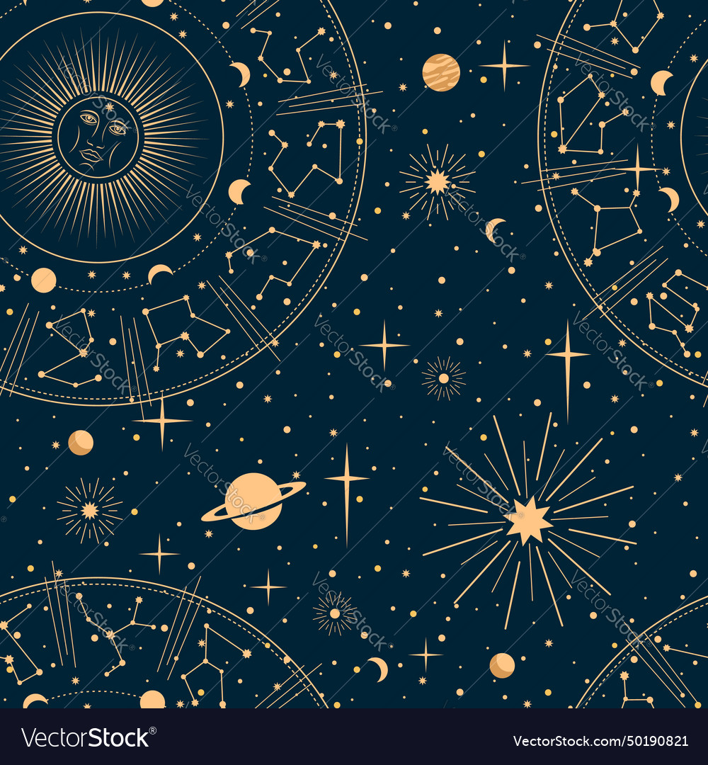 Astrology pattern esoteric background with stars Vector Image