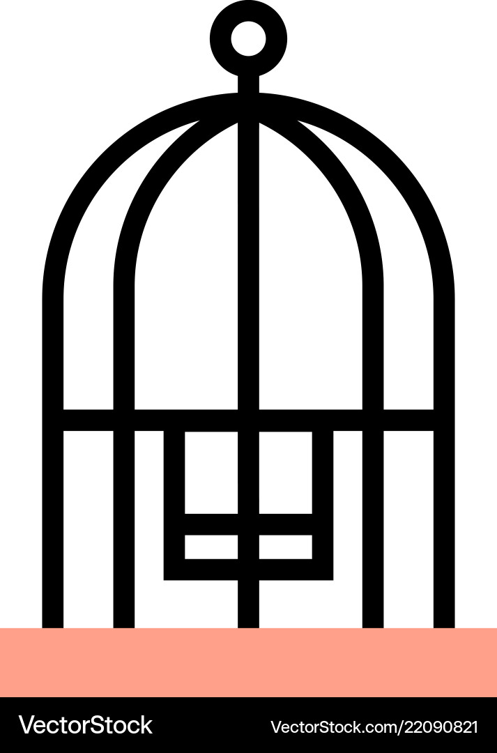 Bird cage flatoutline Royalty Free Vector Image