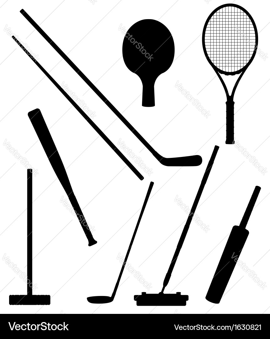 Bits and stick to sports black and white Vector Image