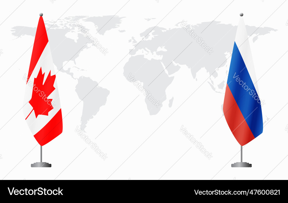 Canada and russia flags for official meeting Vector Image