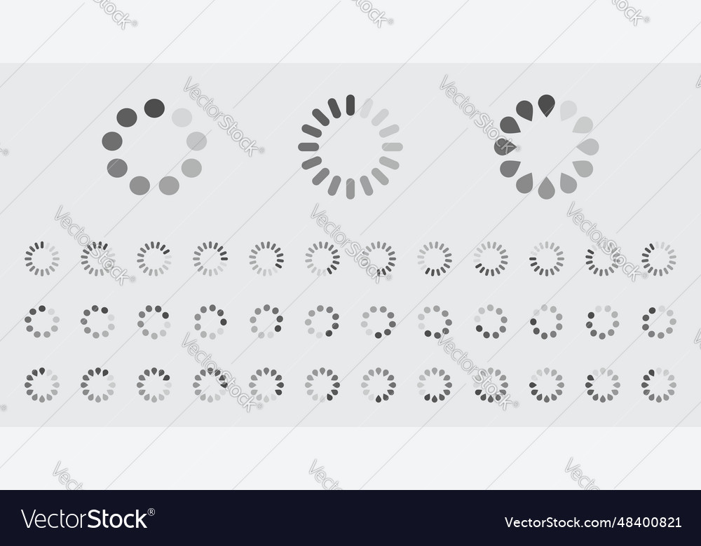 Circular loading buffering icons set Royalty Free Vector