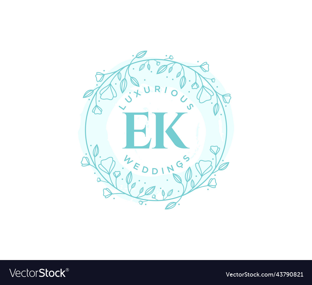 Ek initials letter wedding monogram logos Vector Image