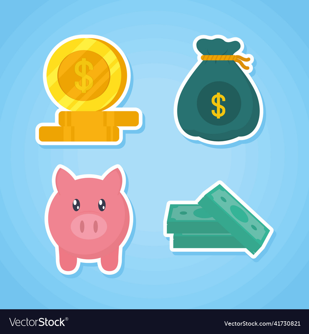 Money icon set Royalty Free Vector Image - VectorStock