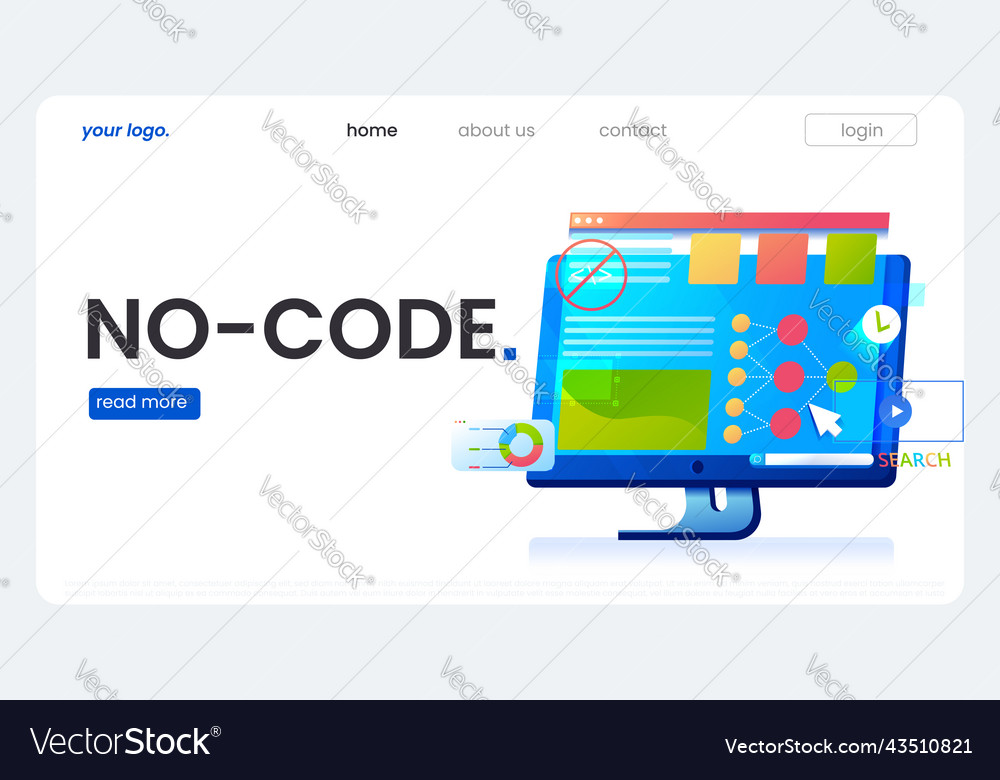No code banner concept Royalty Free Vector Image