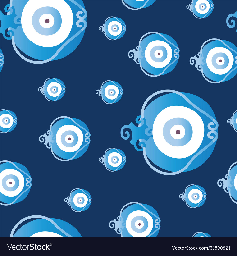 Seamless pattern with evil eye - blue theme Vector Image
