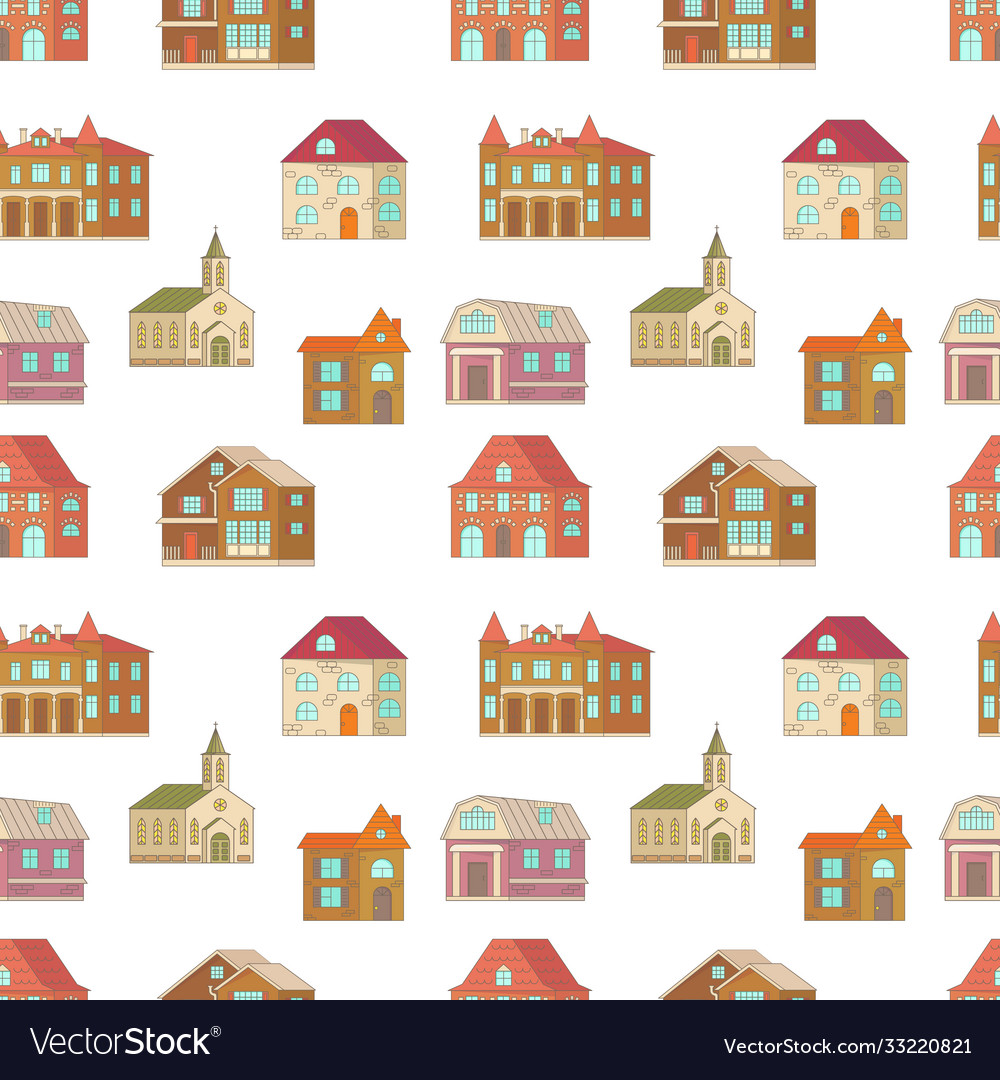 Seamless pattern with rustic house Royalty Free Vector Image