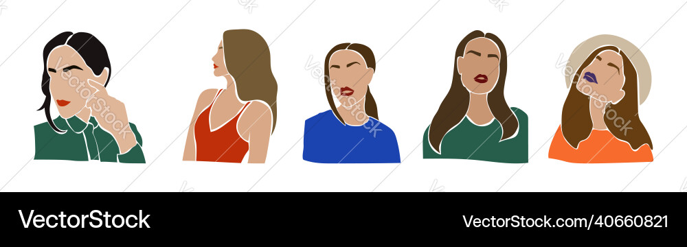 Set of abstract faceless women characters Vector Image