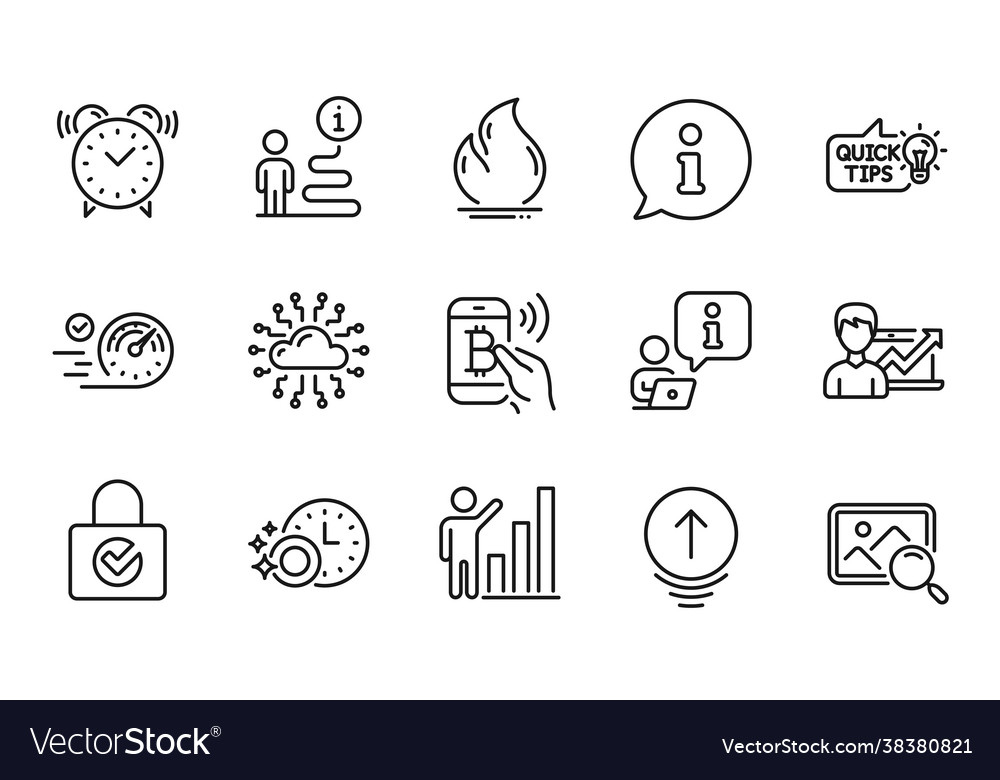 Technology icons set included icon as alarm clock Vector Image