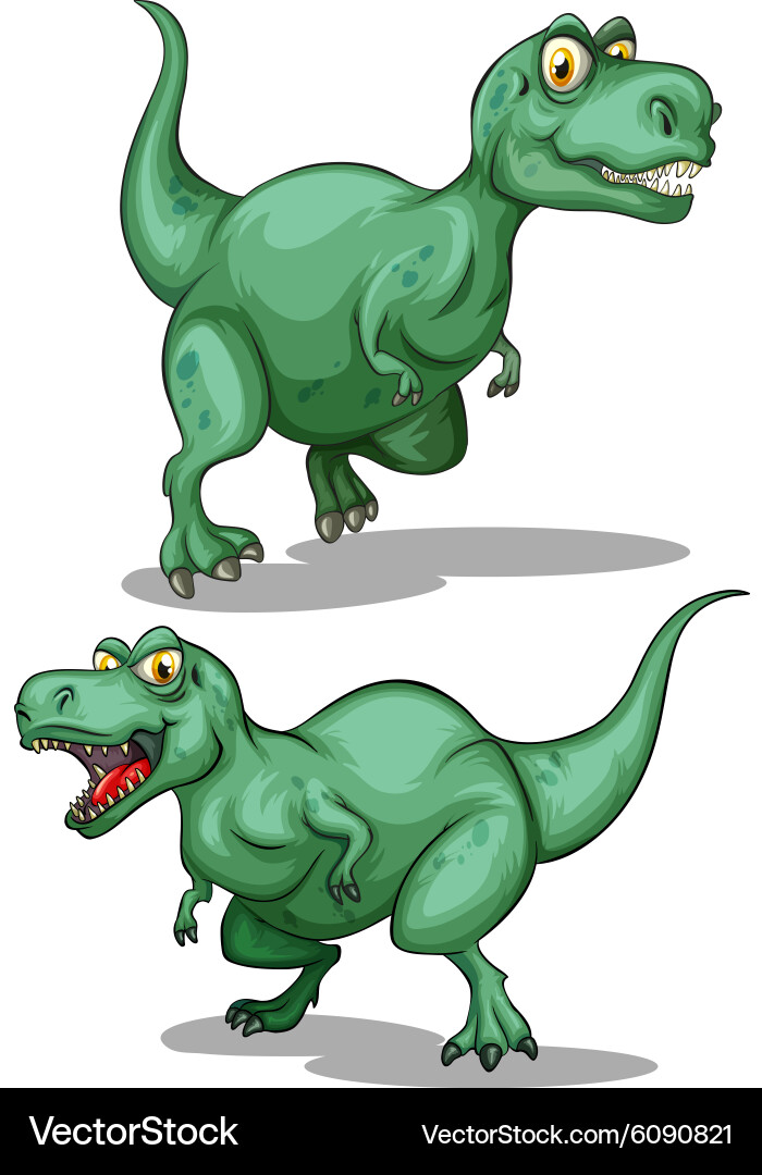 Two green dinosaurs on white Royalty Free Vector Image