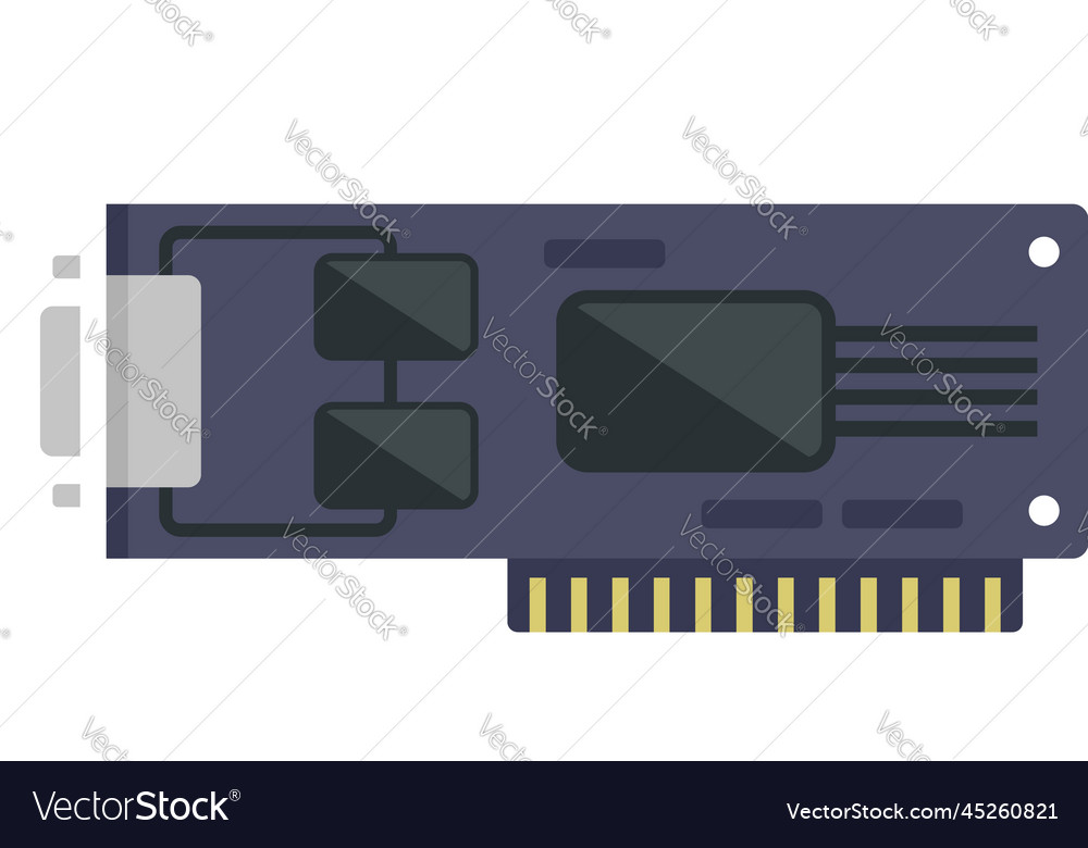 Video card display icon flat computer Royalty Free Vector