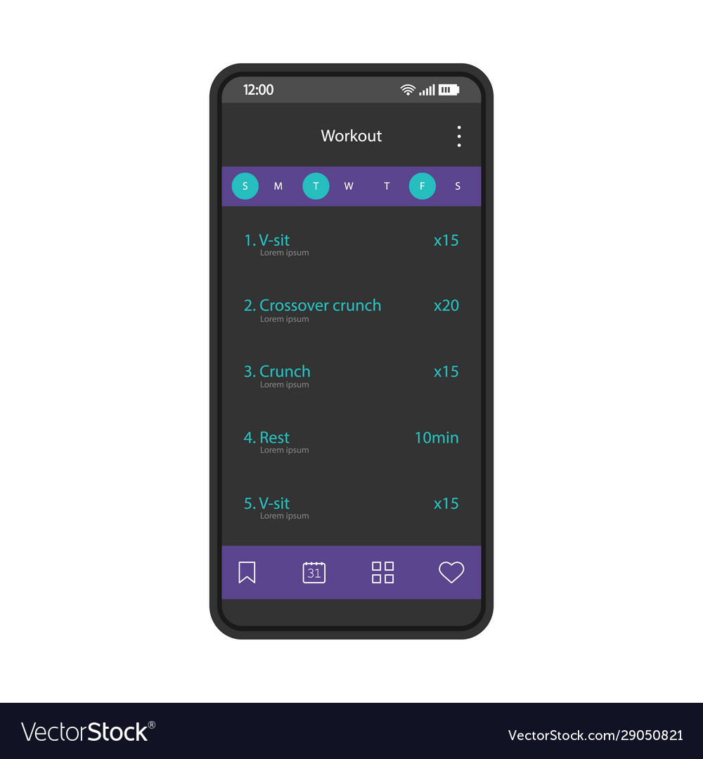 Workout app smartphone interface template Vector Image Workout app smartphone interface template Vector Image