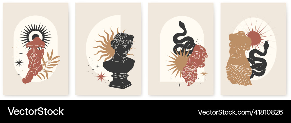 Ancient poster bundle with sign and symbols Vector Image