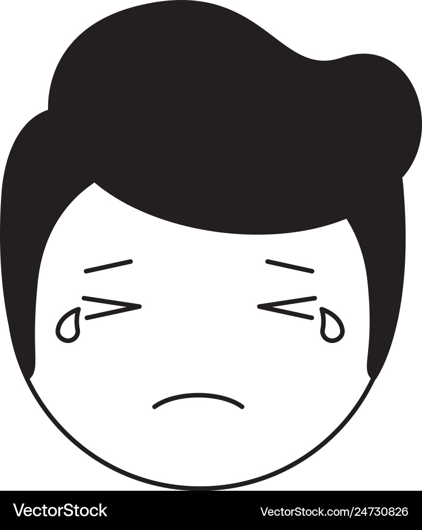 Cartoon sad man head kawaii character Royalty Free Vector