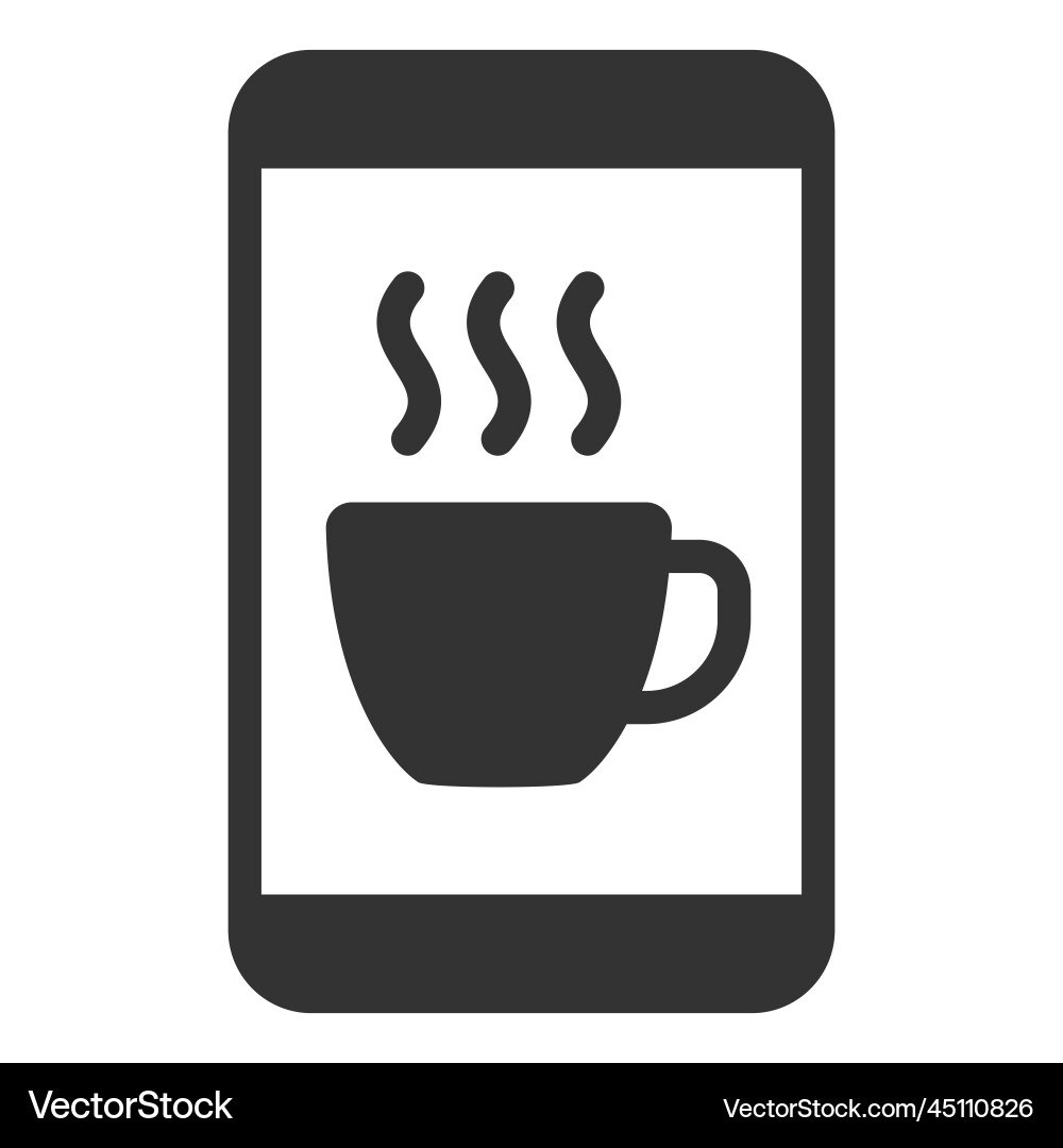 Cup of coffee on smartphone screen 1 Royalty Free Vector
