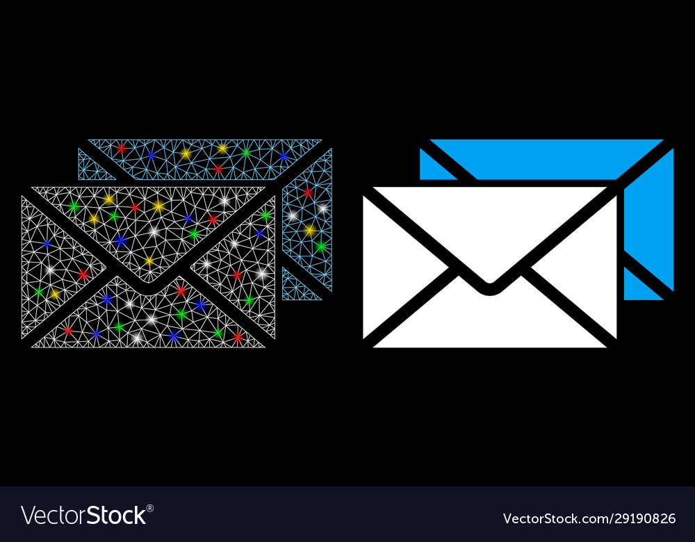 Flare mesh wire frame mail envelopes icon Vector Image