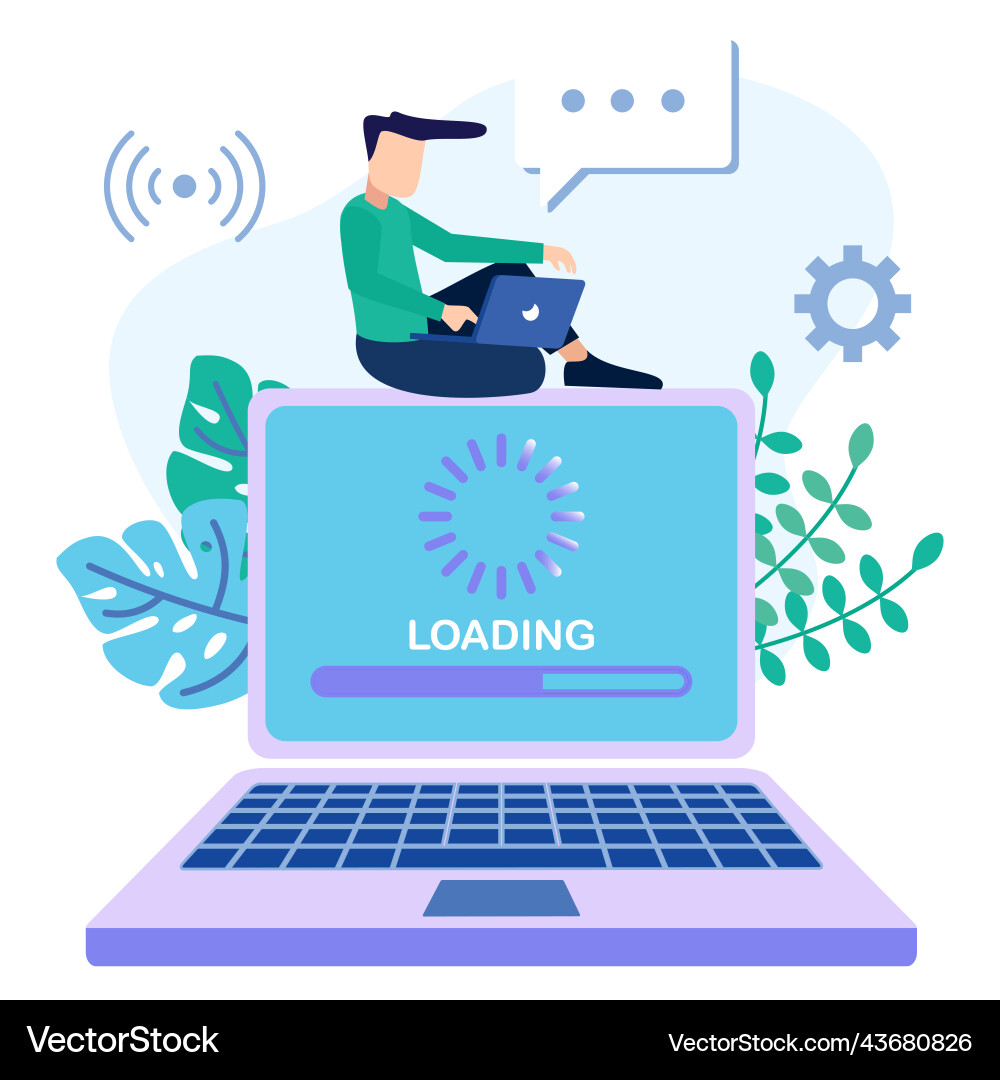Graphic cartoon character of system update Vector Image