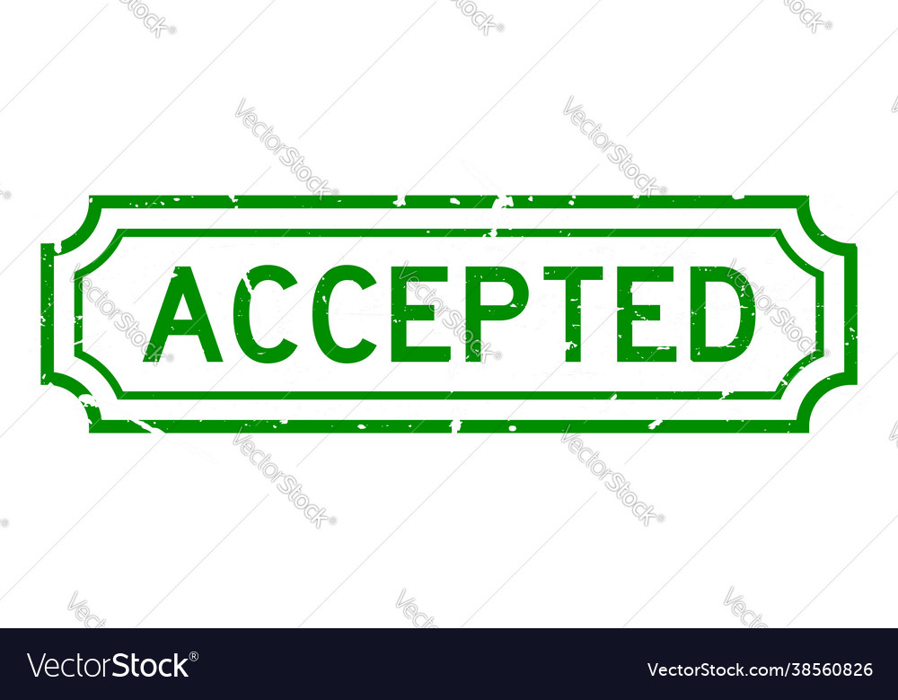 Grunge green accepted word rubber seal stamp Vector Image