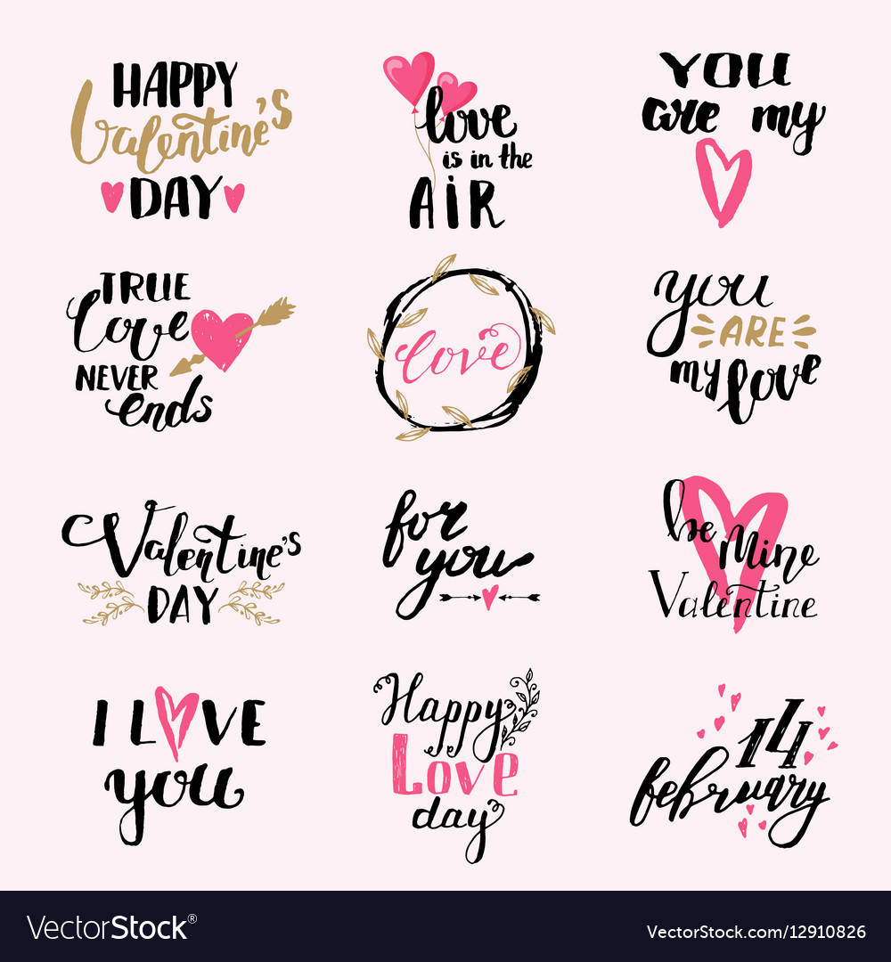 I love you phrases valentine day print design Vector Image