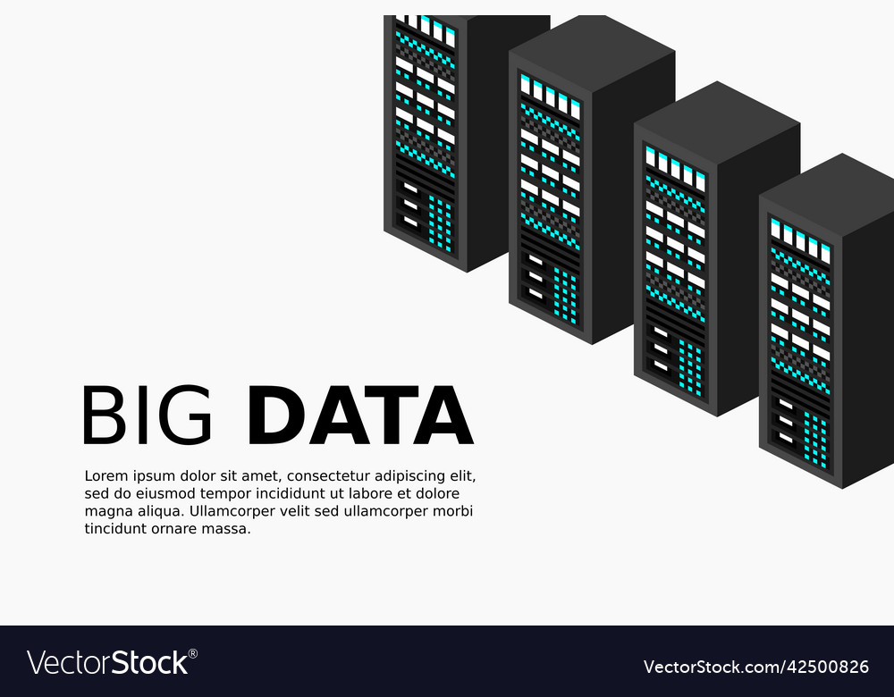 Isometric server equipment Royalty Free Vector Image