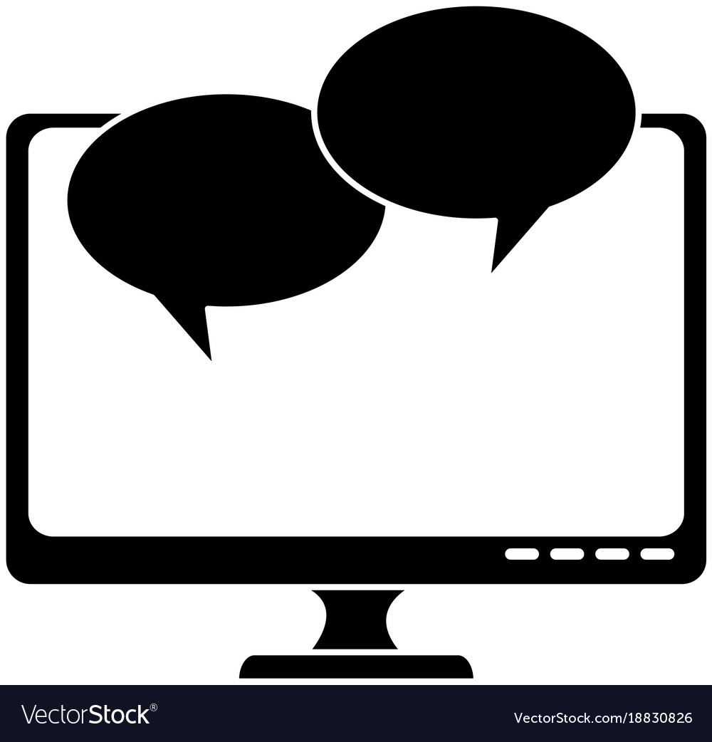 Monitor computer with speech bubbles Royalty Free Vector
