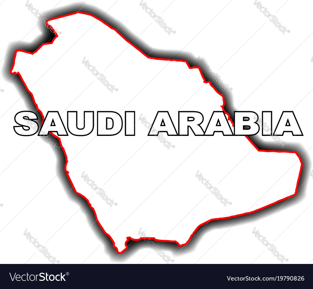 Outline map of saudi arabia Royalty Free Vector Image
