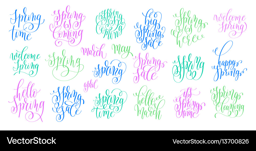 Set of spring coming hand written lettering Vector Image