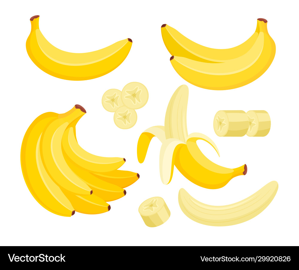 Yellow banana colorful flat Royalty Free Vector Image