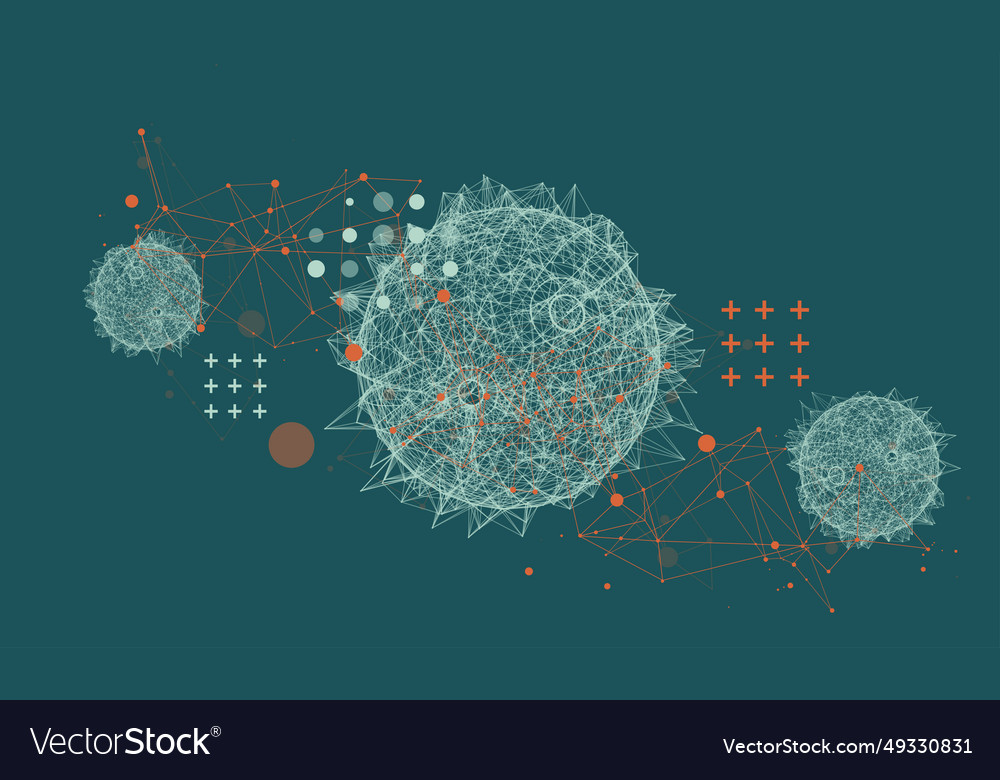 Abstract sphere background with plexus effect 3d Vector Image