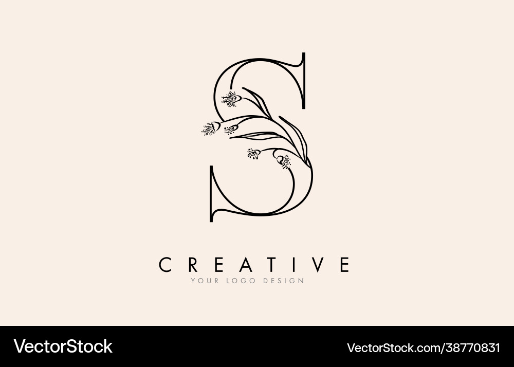 Black outline s letter logo design with Royalty Free Vector