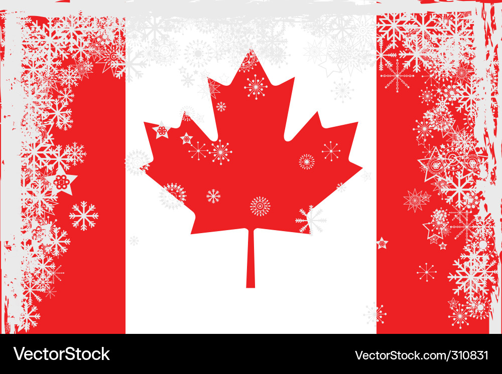 Canadian flag snowflakes grunge Royalty Free Vector Image