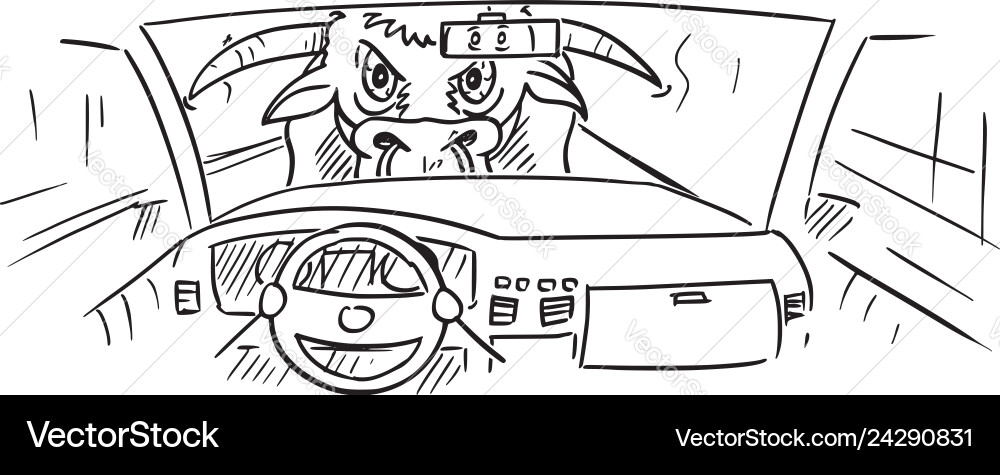 Cartoon car dashboard and drivers hands on Vector Image