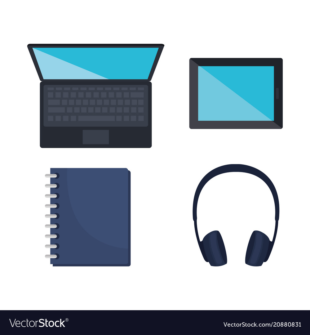 Electronic learning technology icons Royalty Free Vector