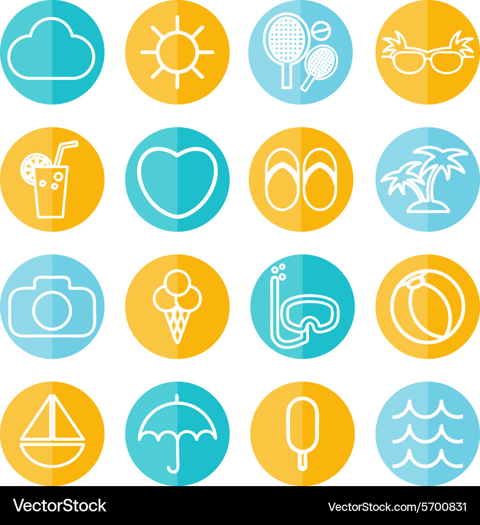 Flat icons collection in stylish colors Royalty Free Vector