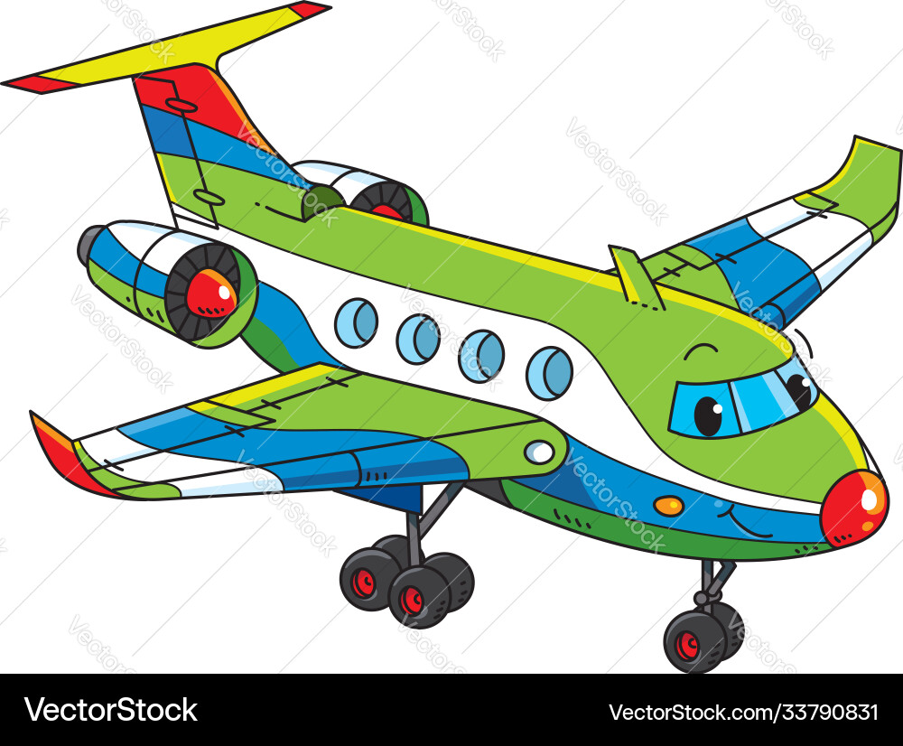 Funny business jet plane with eyes Royalty Free Vector Image